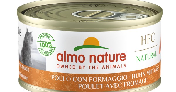 Almo Nature HFC Chicken with Cheese konservai katėms su vištiena ir sūriu